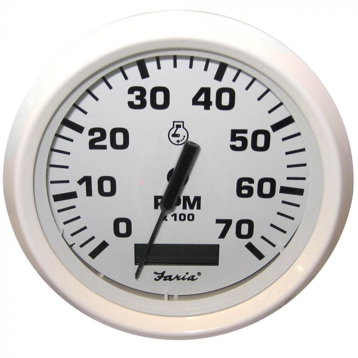 Faria Dress White 7000 RPM Tachometer with Hourmeter - 33140 | Defender ...