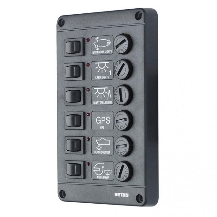 Vetus Switch Panel Type P 6 with 6 Fuses 24V - P6F24 | Defender Marine