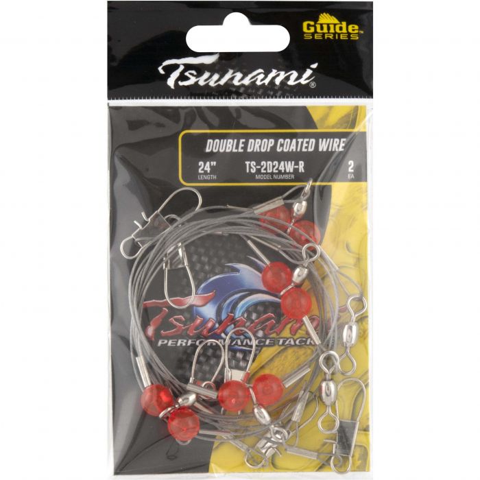 Tsunami Beaded Wire 2-Drop Rigs - 24" (2-Pack) - TS-2D24W-R | Defender ...